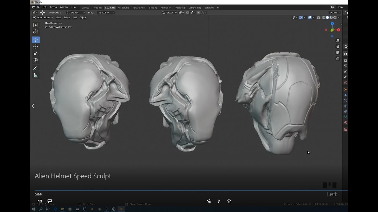 Alien Helmet Speed Sculpt ( Blender Sculpting) - YouTube
