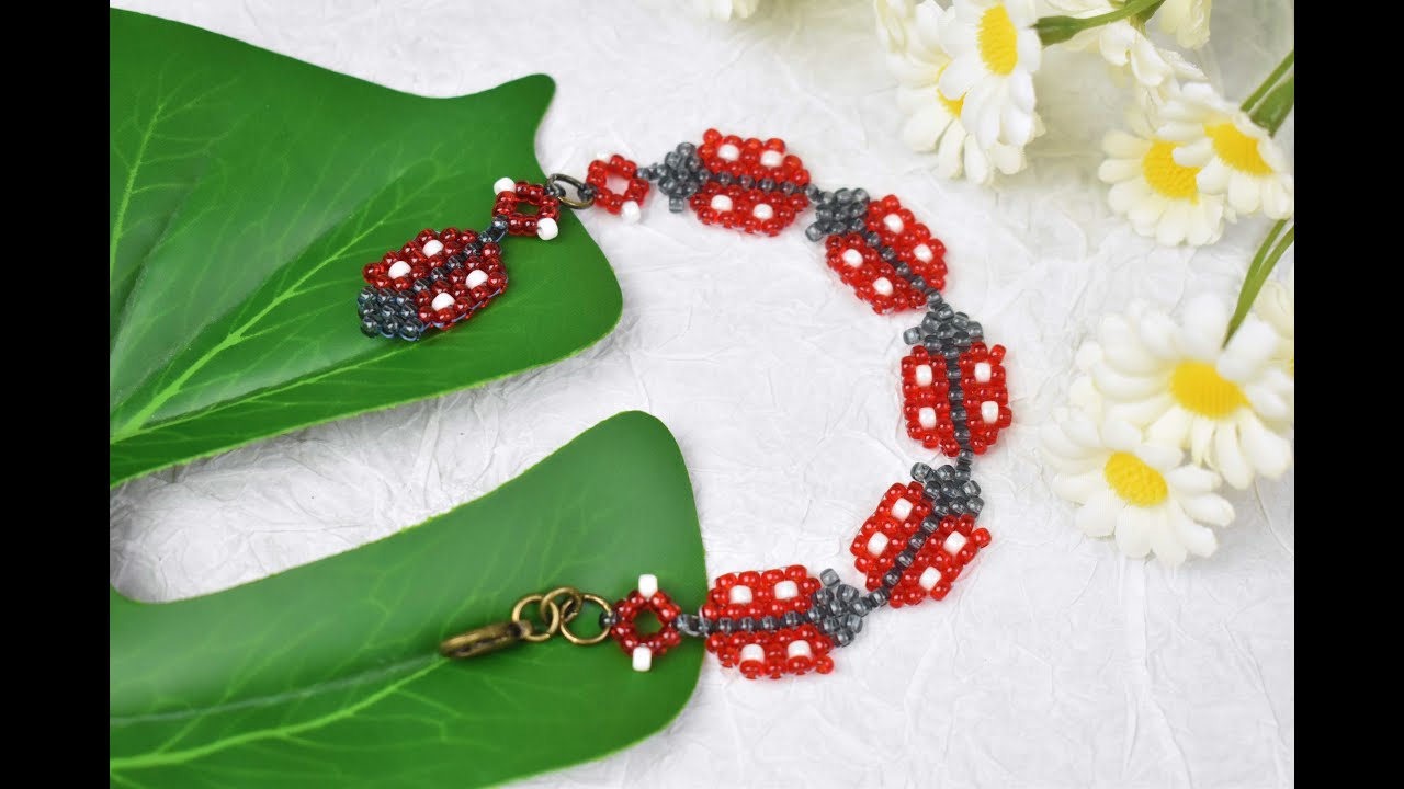Seed Beaded Ladybug Bracelet #shorts - YouTube
