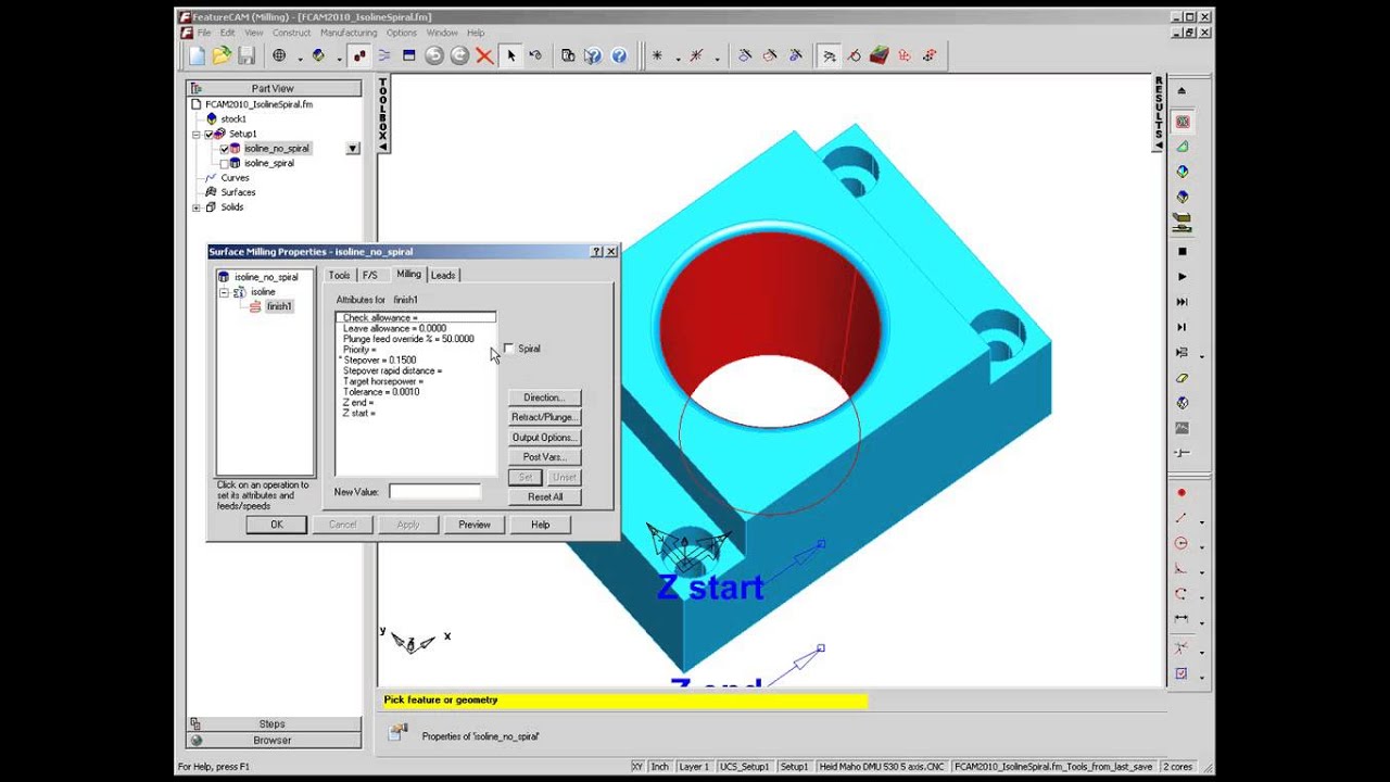 Isoline Spiral - FeatureCAM 2010 - YouTube