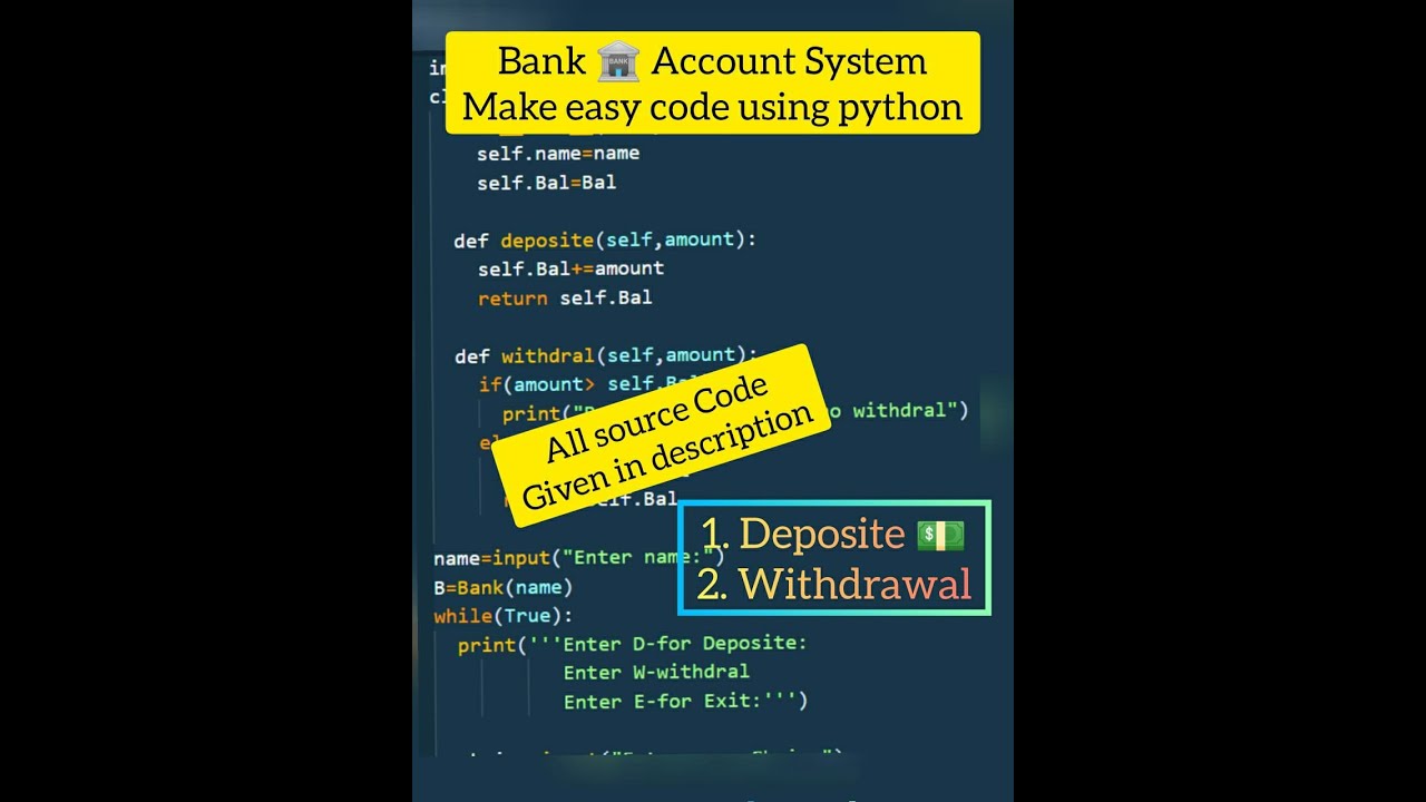 Bank🏦 Account 💵system Make Using Object Oriented Programming In Python 5202