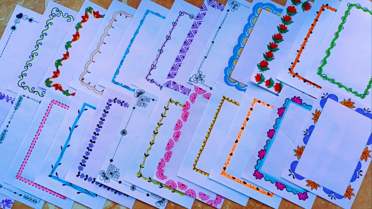 50 SIMPLE BORDER DESIGNS/ PROJECT WORK DESIGNS/A4 SHEET/FILE/FRONT PAGE ...