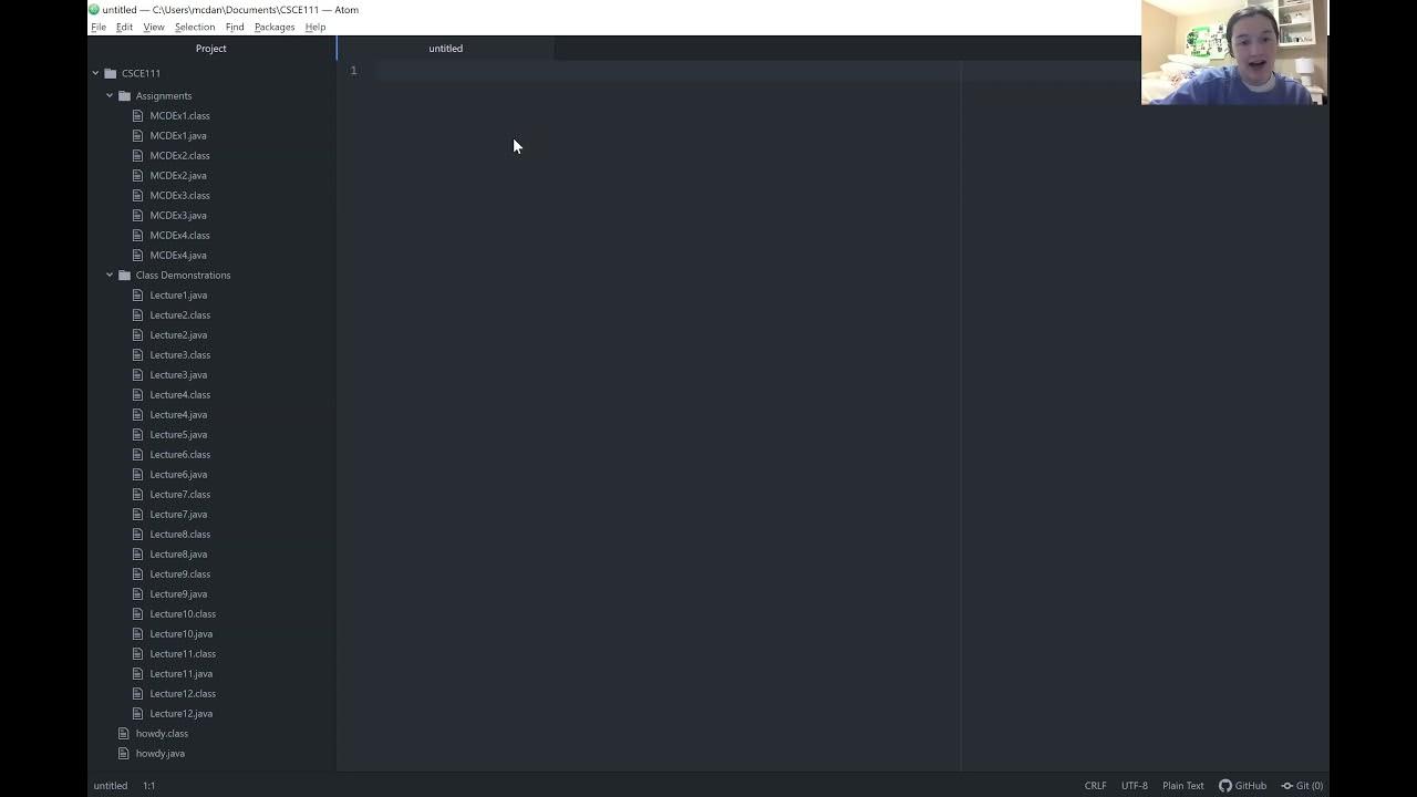 CSCE 111 - How to Open a New File in Atom - YouTube