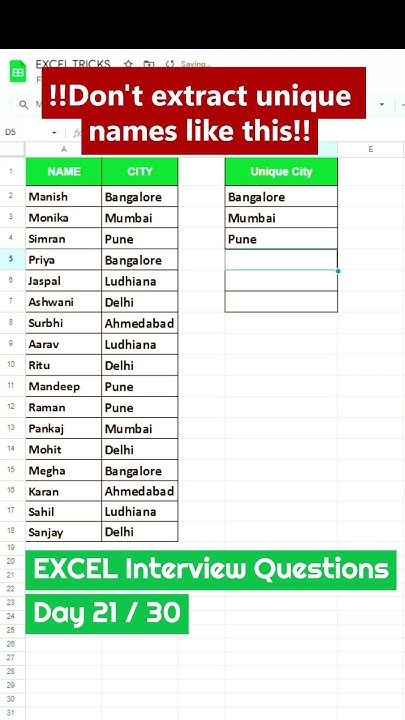 Excel Interview question Day 21/30 #excel #exceltips #exceltricks #advanceexcel #spreadsheet # ...