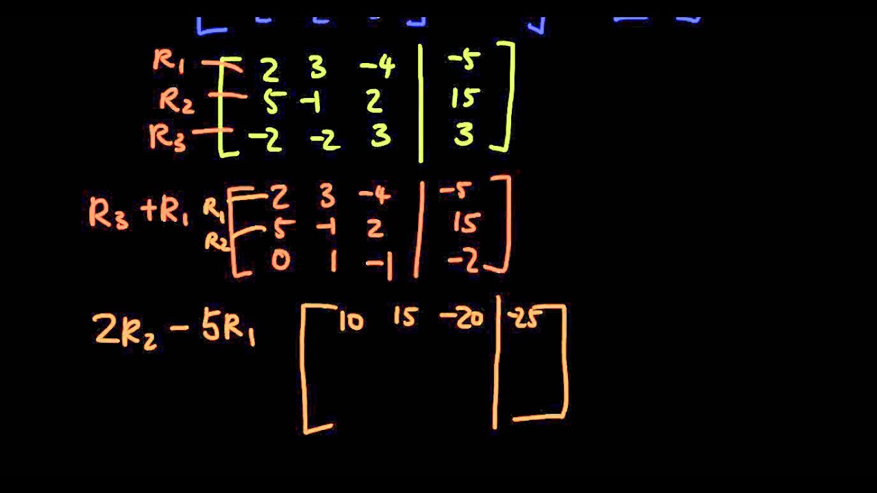 Matrices Lesson 12 Use Gaussian Elimination To Solve 3 variable