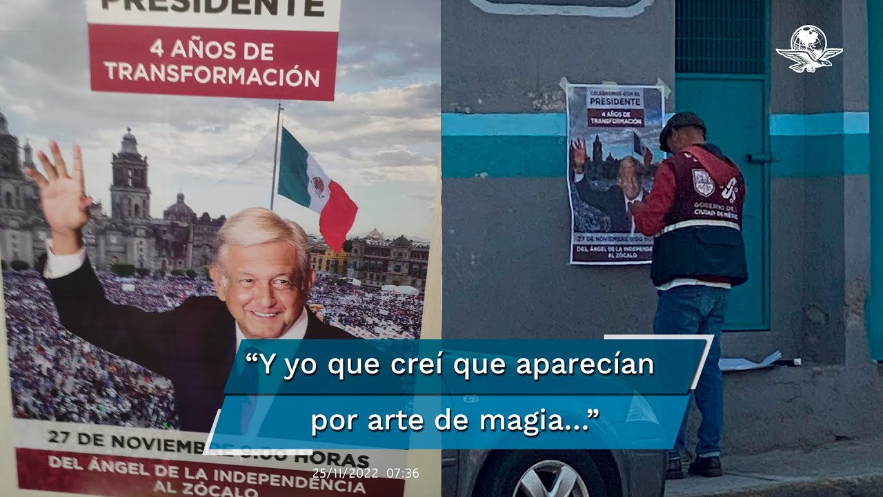 Loret de Mola exhibe colocación de propaganda para marcha de AMLO - YouTube