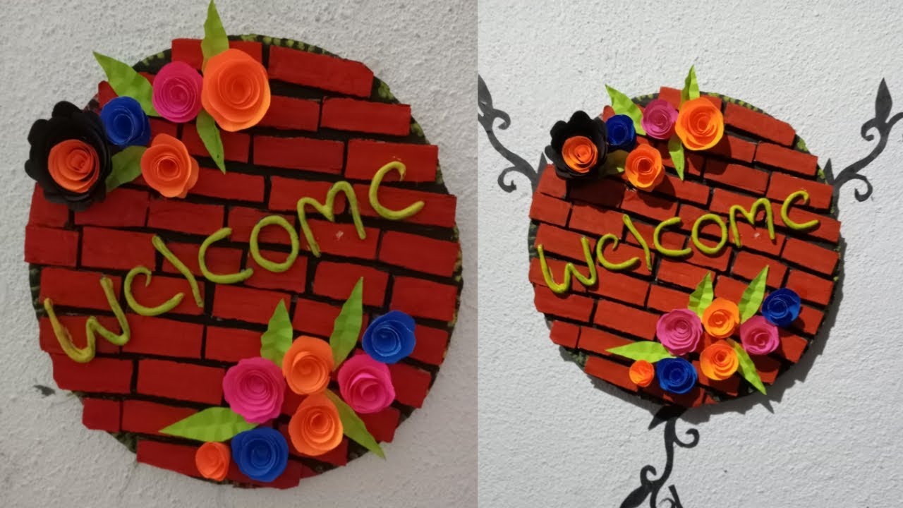 Cardboard craft ideas//welcome door hanger//welcome Wall hanging ...