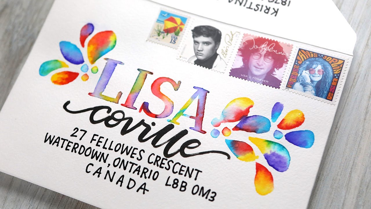 Tie Dye Lettering on an Envelope - YouTube