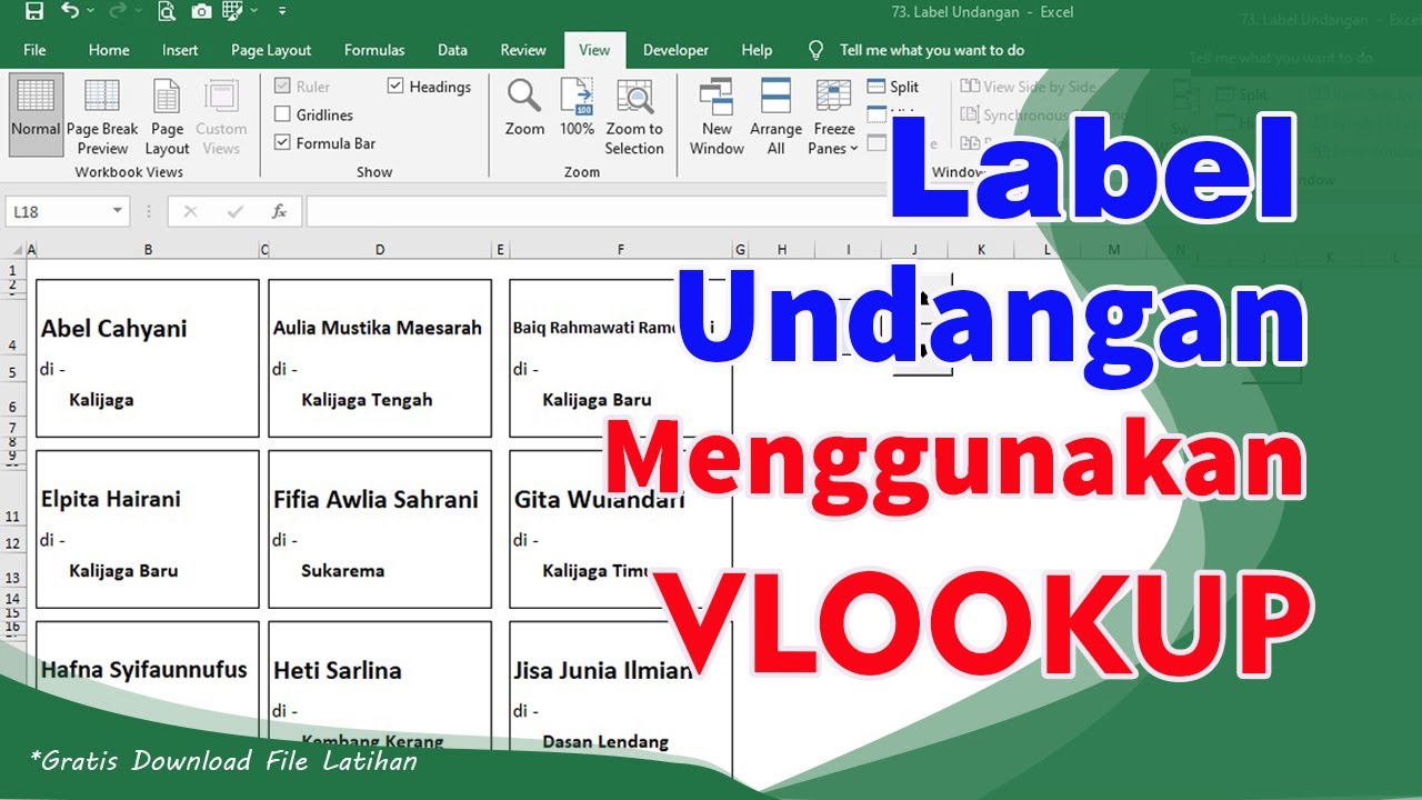 Cara Mudah Membuat Label Undangan dengan VLOOKUP di EXCEL - YouTube
