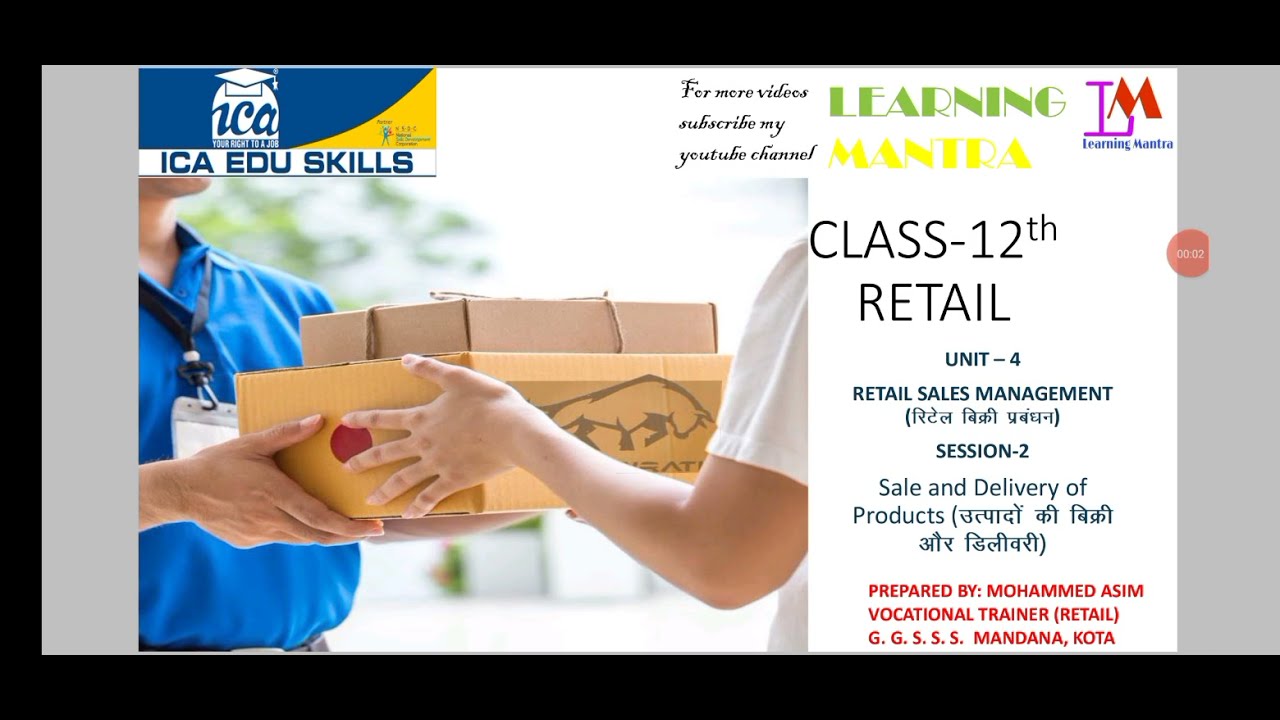 Class 12th Retail Unit-4th Retail Sales Management Session-2 Sale and ...
