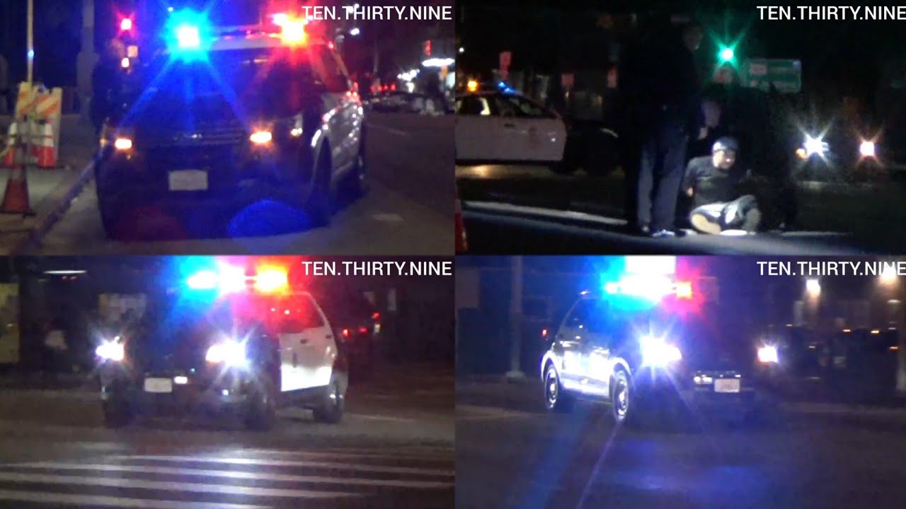 LAPD UNITS RESPONDING CODE 3 TO A CODE 37 VEHICLE - YouTube