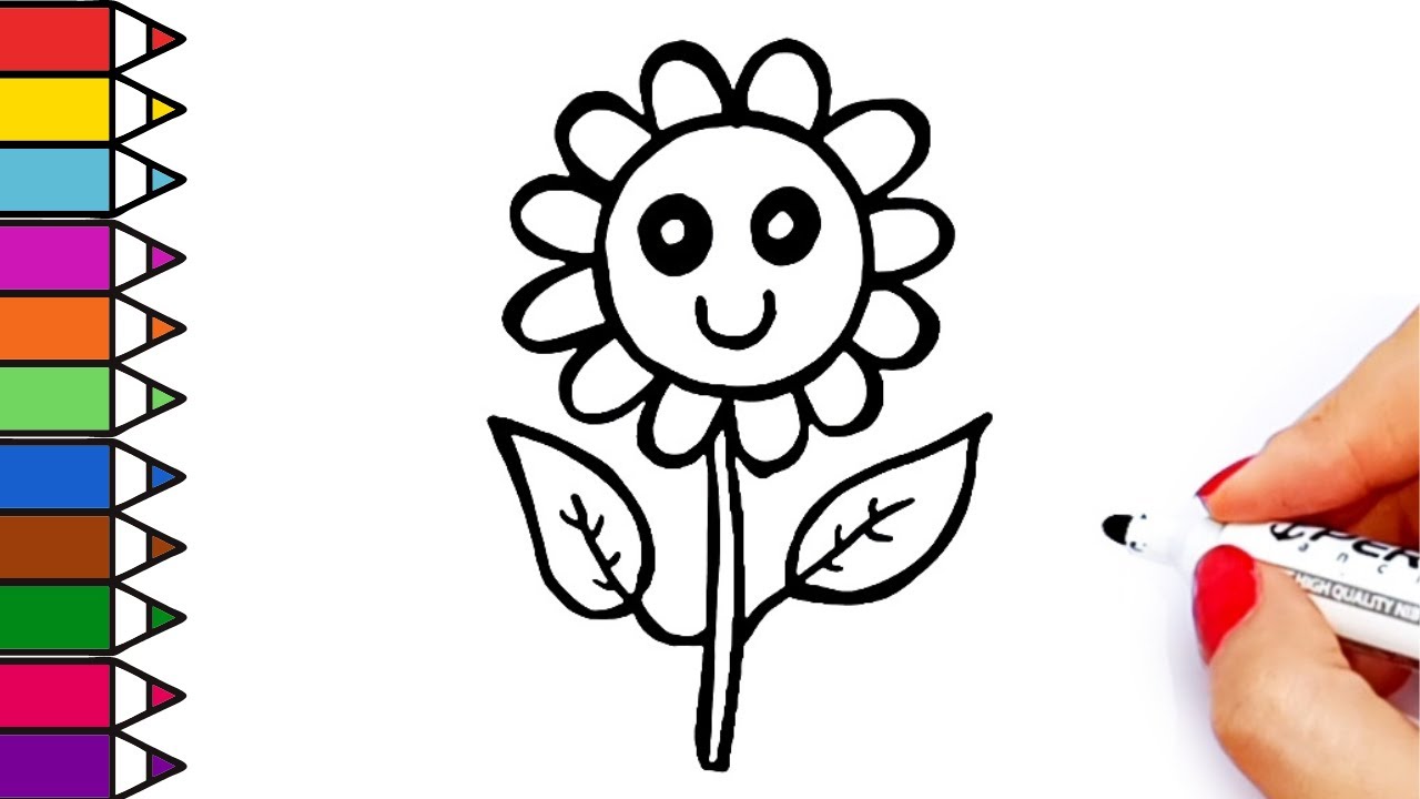 How to draw a flower For Kids and toddlers | Drawing a flower easily ...
