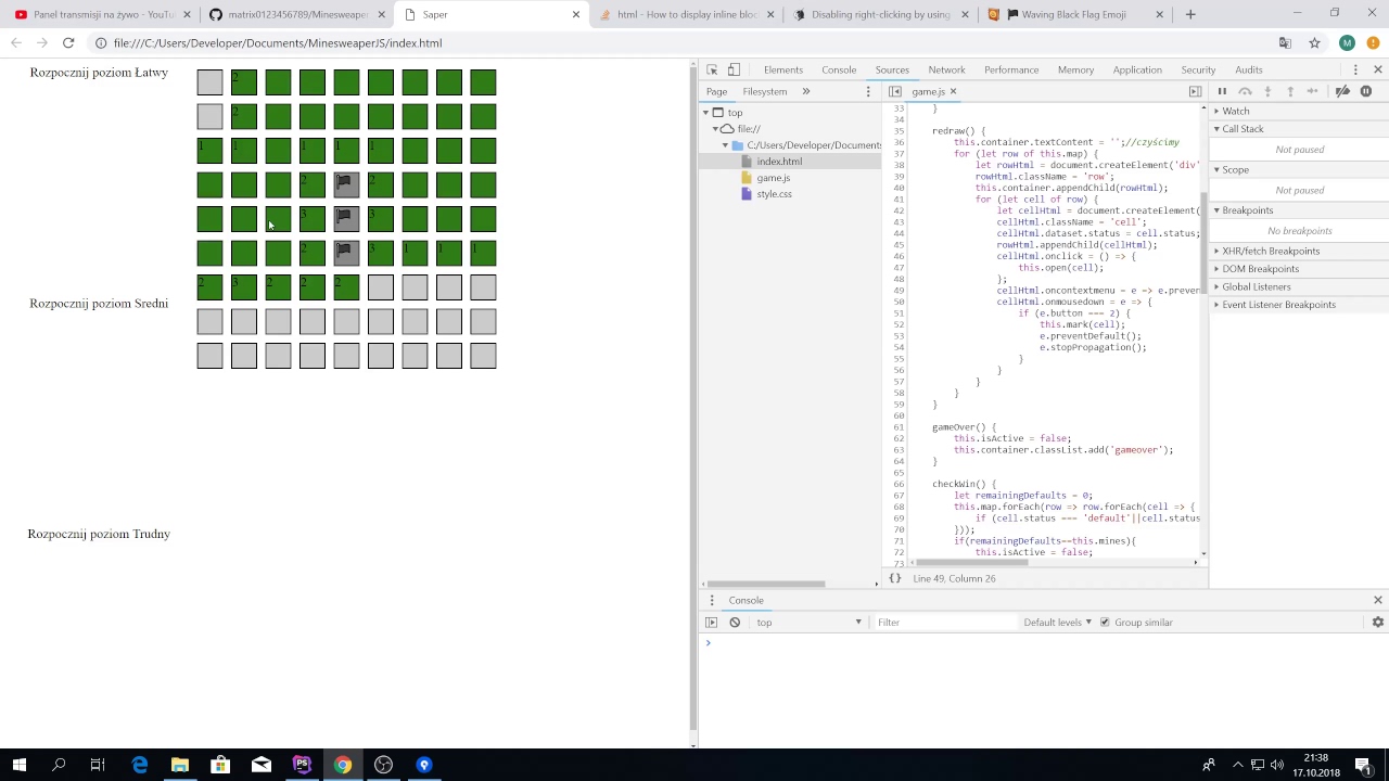 Saper - Gra w Javascript – ProgramowanieLive - YouTube