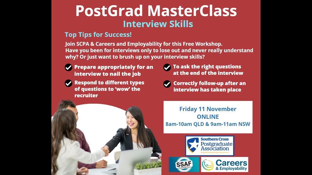 Postgrad Masterclass: Interview Skills with Bec Brown & SCPA - 11 ...