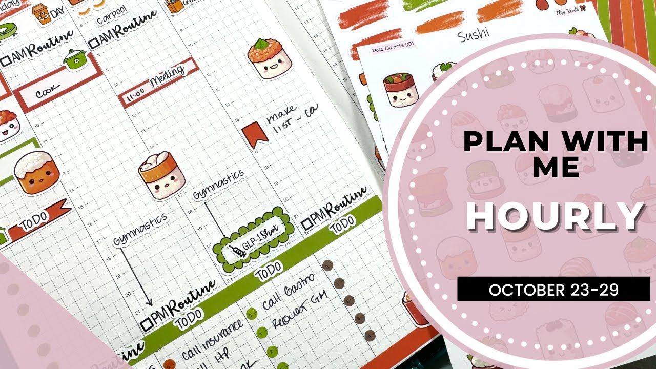 Hourly Plan With Me | Erin Condren | Hourly Planner | Using New Out of The Box Stickers - YouTube