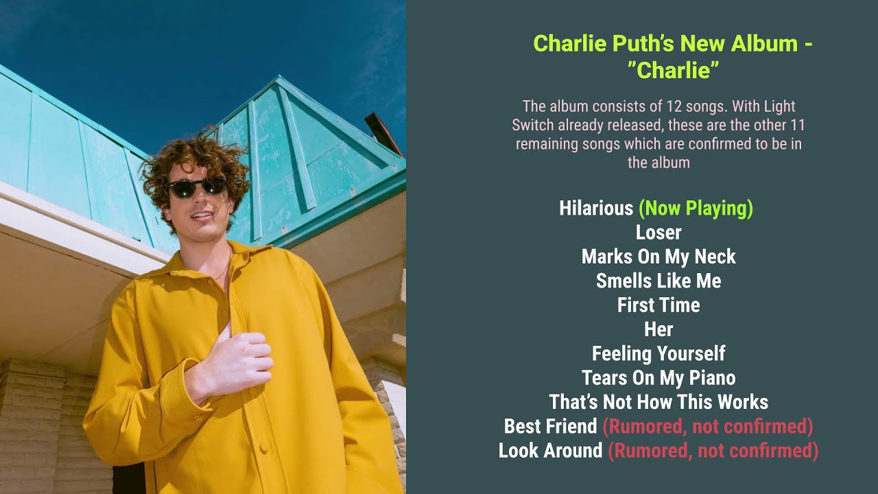 Charlie Puth New Album - "Charlie" (All Teased Songs) - YouTube