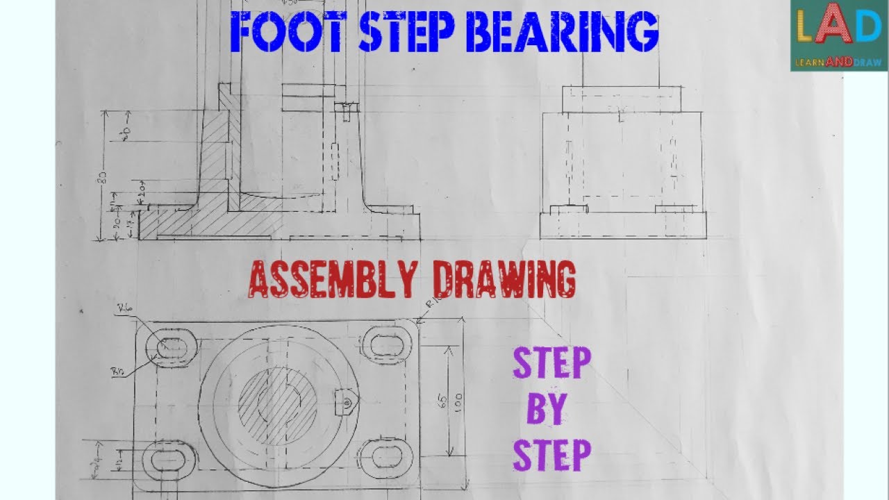 FOOT STEP BEARING ASSEMBLY DRAWING| LEARN AND DRAW | - YouTube