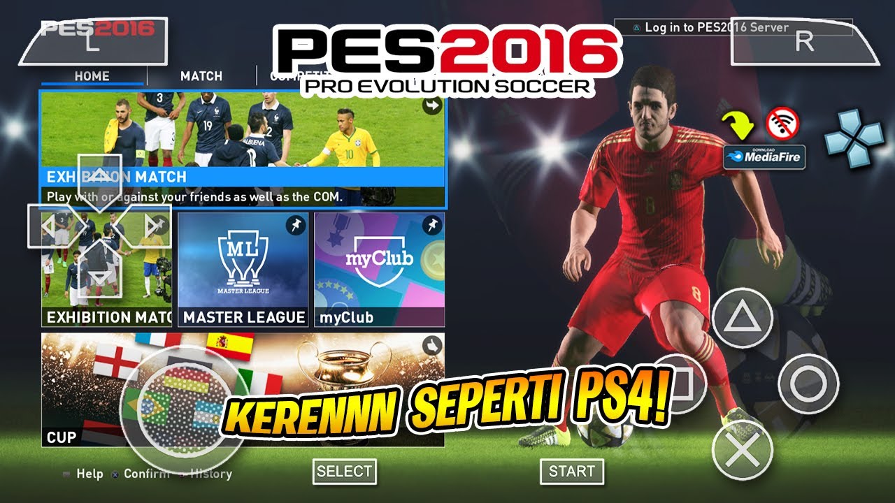 MENU SEPERTI PS4 ! Nostalgia PES 2016 Android PPSSPP Real Face Grafik ...