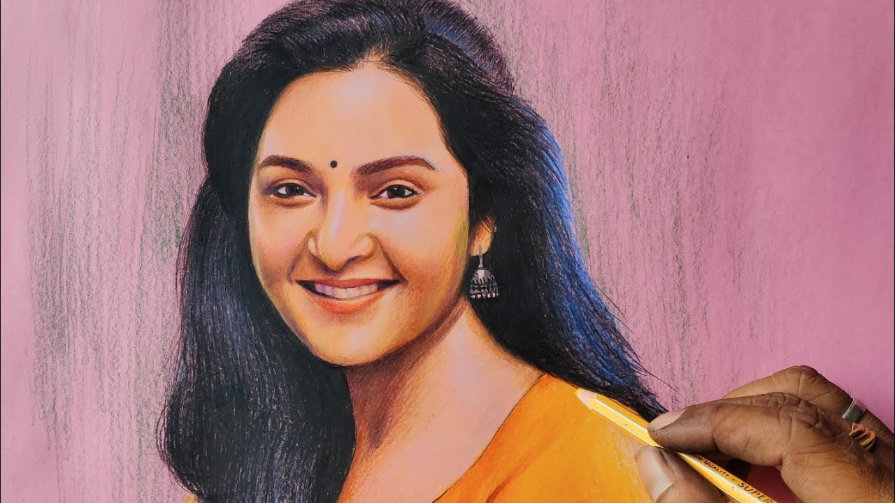 Malayalam Actress Manju Warrier Pencil Drawing Video | Realistic ...