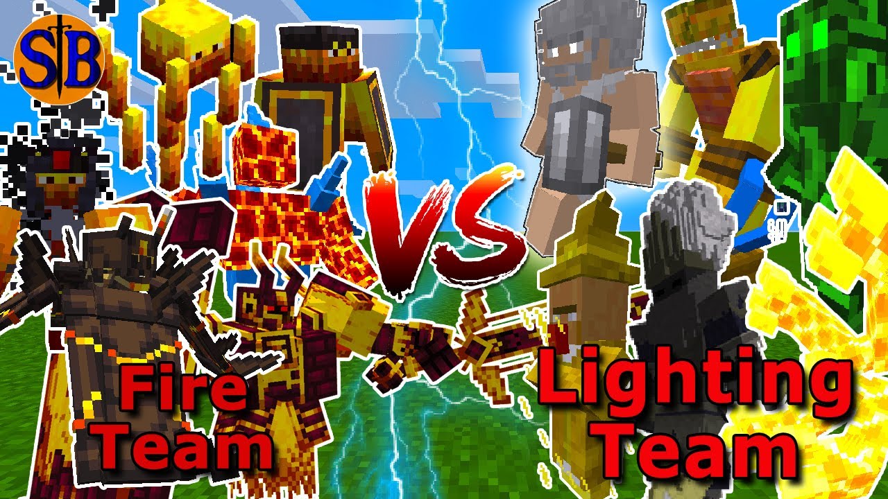 Fire Team vs Lightning Team | Minecraft Mob Battle - YouTube