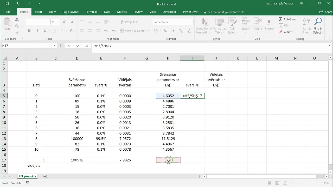 Excel: Aprēķini vidējo svērto izmantojot logaritmus - YouTube