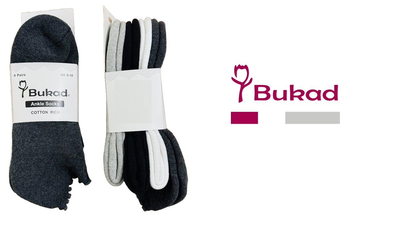 BUKAD 4 Pairs of Women’s Cotton Rich Ankle Socks with frilly cuff, UK 8 ...