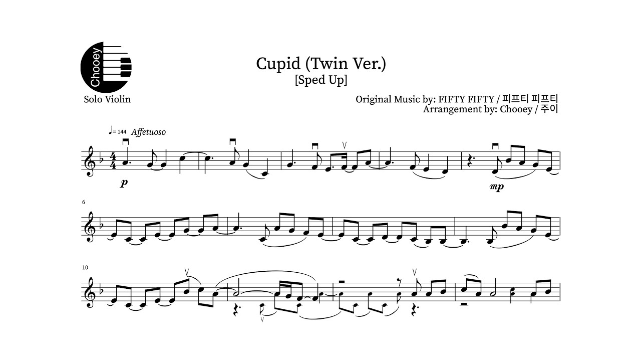 "Cupid (Twin Ver.) [Sped Up]" - FIFTY FIFTY / 피프티 피프티 (Violin Sheet ...