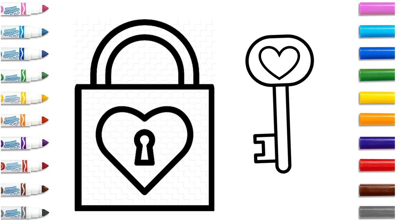 How to draw and coloring a lock and key / як намалювати та розмалювати ...