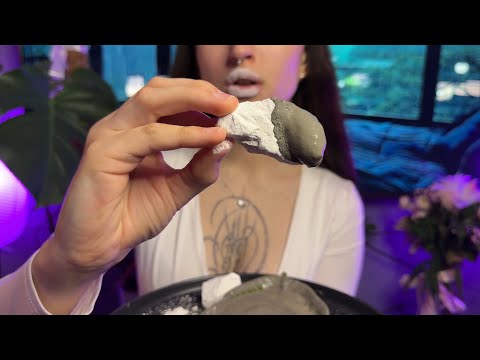ASMR/chalk/mukbang/ 7 МОИХ ЛЮБИМЫХ СОРТОВ МЕЛА В ПАСТЕ/ мел ассорти🫐🤍🍵распаковка 
