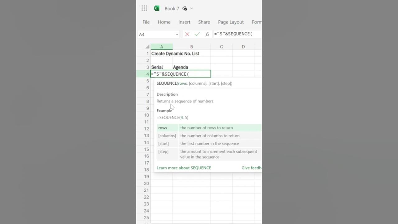 Create Dynamic Number List In Excel Excelfunction Excelacademy Excelworld Excelinhindi Youtube