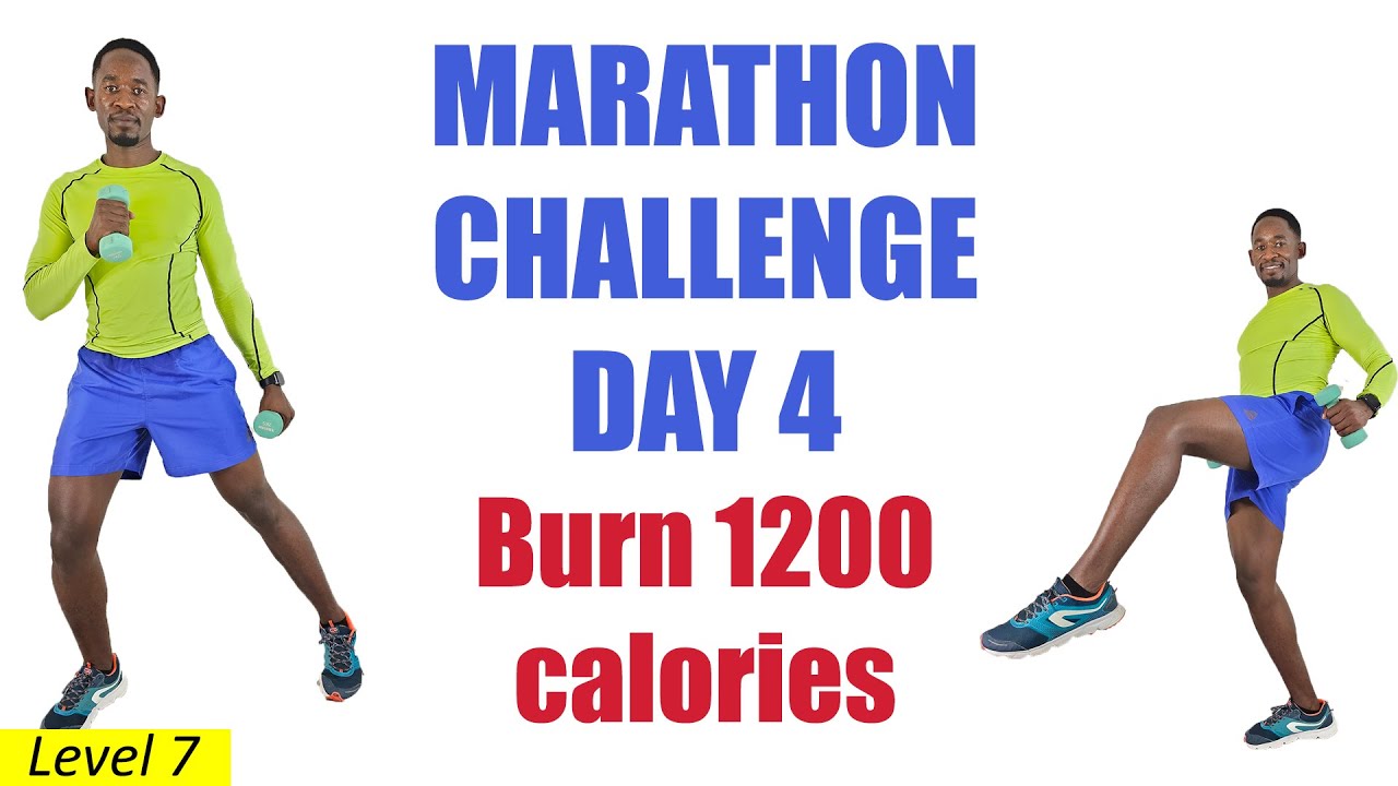 MARATHON CHALLENGE DAY 4: Walking and Running In Place 🔥Burn 1200 ...