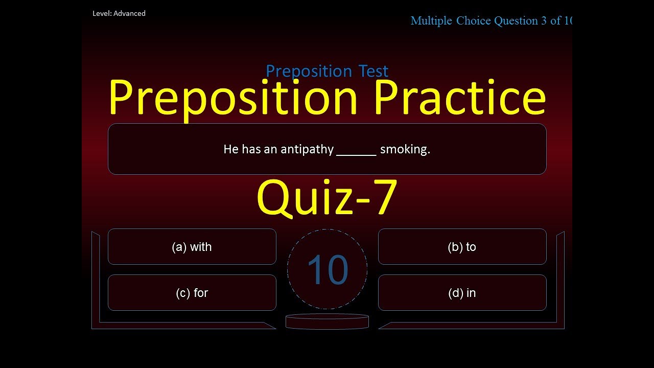 Prepositions - English Grammar | Quiz-7 (Advanced) | Prepositions Quiz ...