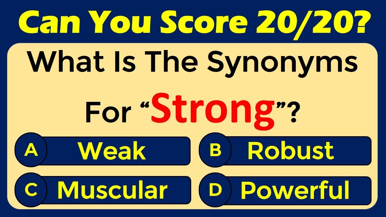SYNONYMS QUIZ | CAN YOU SCORE 20/20? | WORD WIZARDRY - YouTube