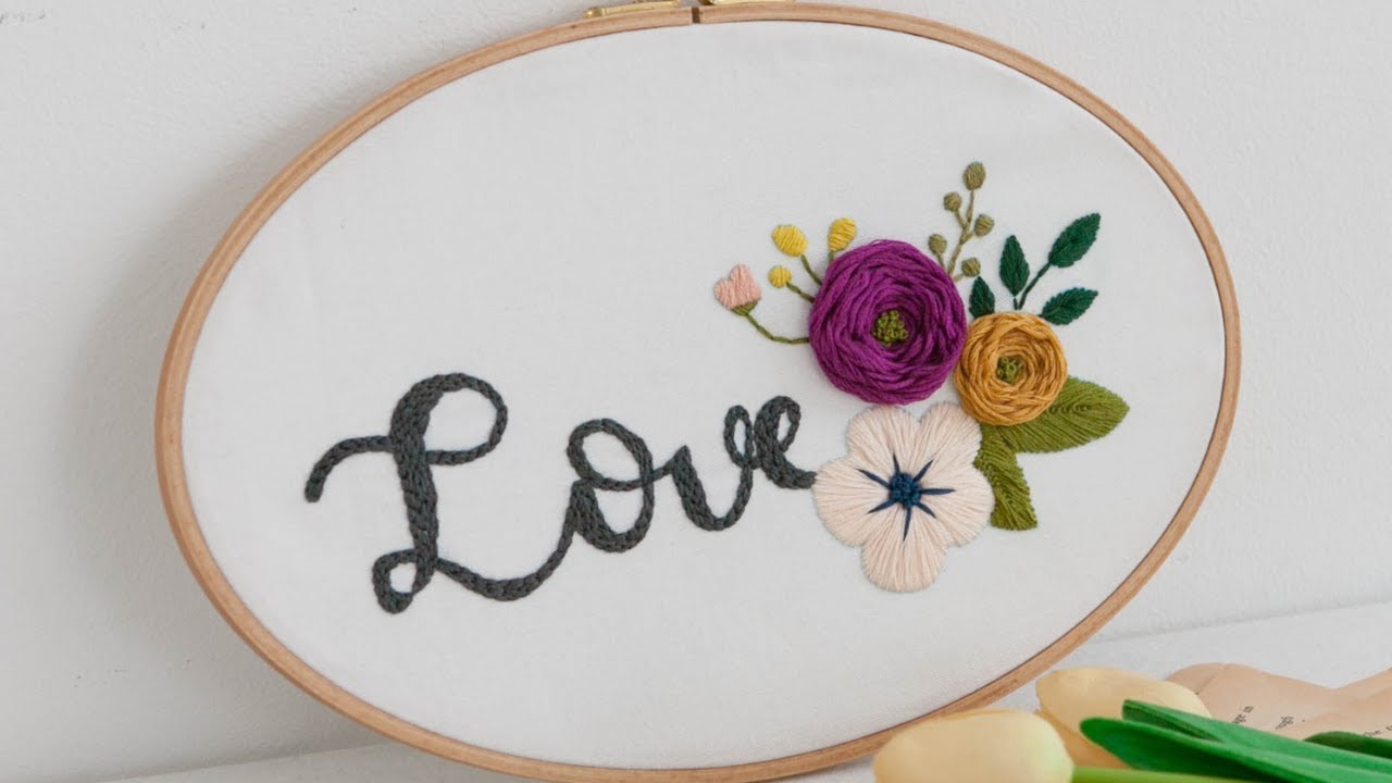 Simple embroidery for Beginners-Love in Bloom Part 1 - YouTube