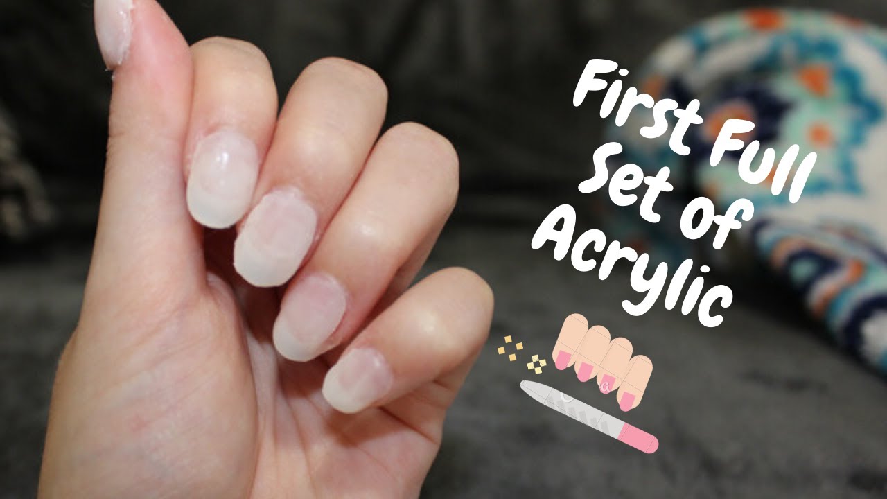 First Time Giving Myself a Full Set of Acrylic Nails - YouTube