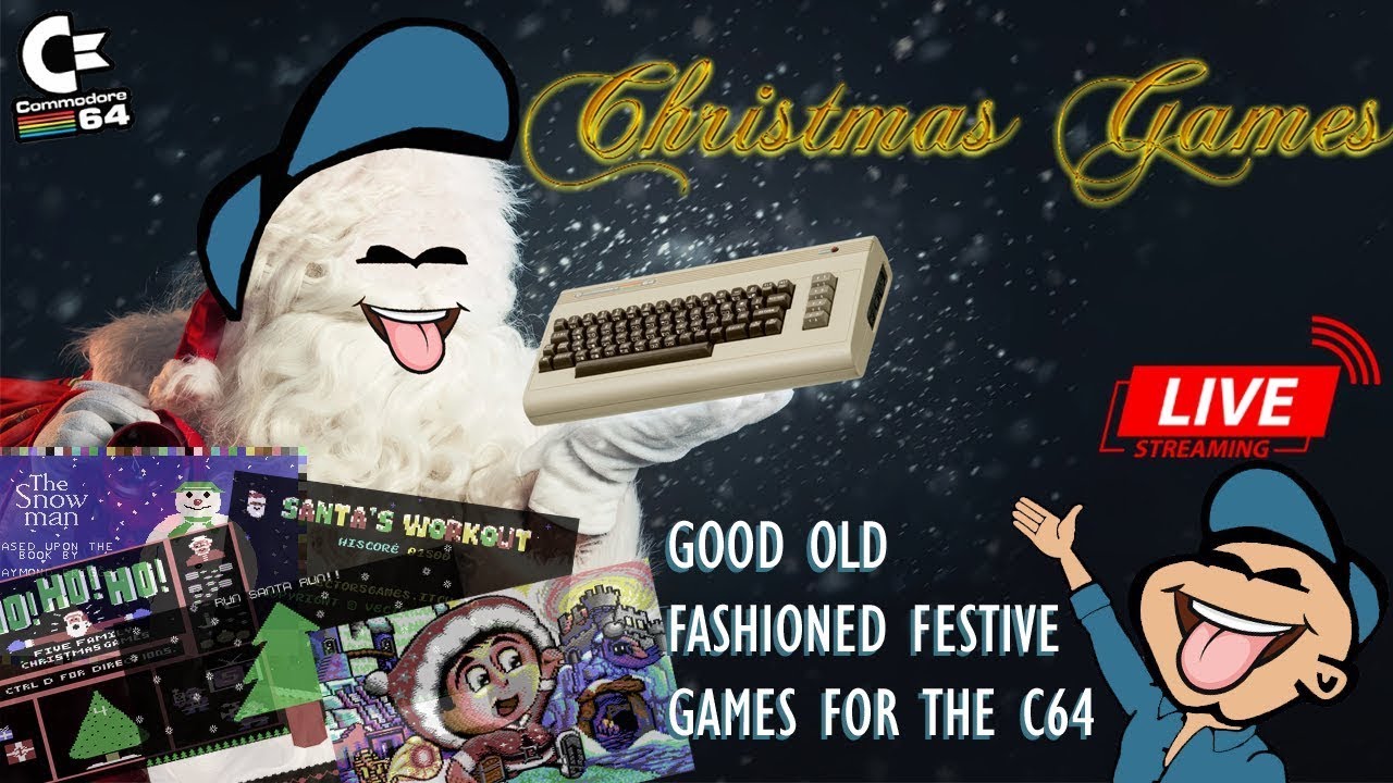 CHRISTMAS GAMES - COMMODORE 64 LET'S PLAY LIVE! | C64 CLASSIC HOLIDAY ...