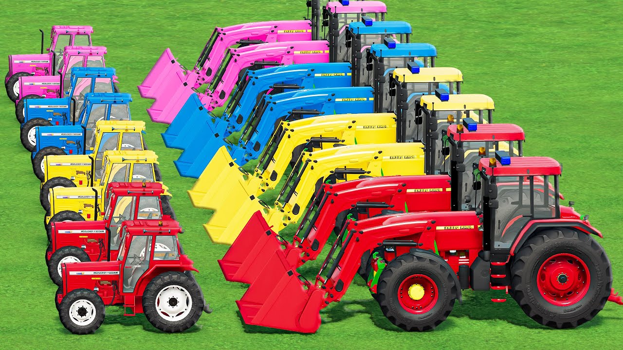 Tractor of Colors! John Deere Loader & New HOLLAND TRANSPORT BATTLE ...