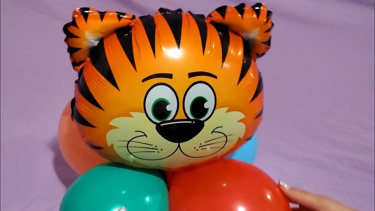 MAKING TIGER BALLOON DECORATION AND POPPING IT!!! - YouTube