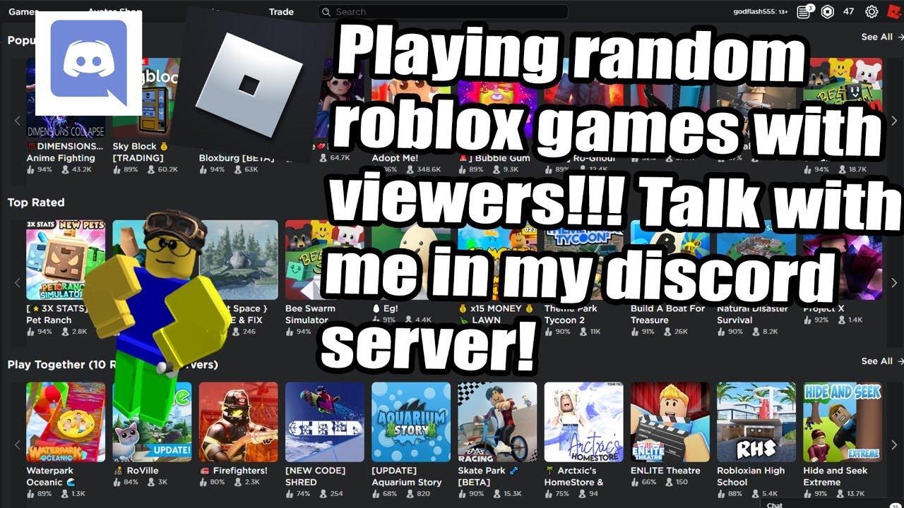 Playing roblox games with viewers! Join my discord to talk in voice ...