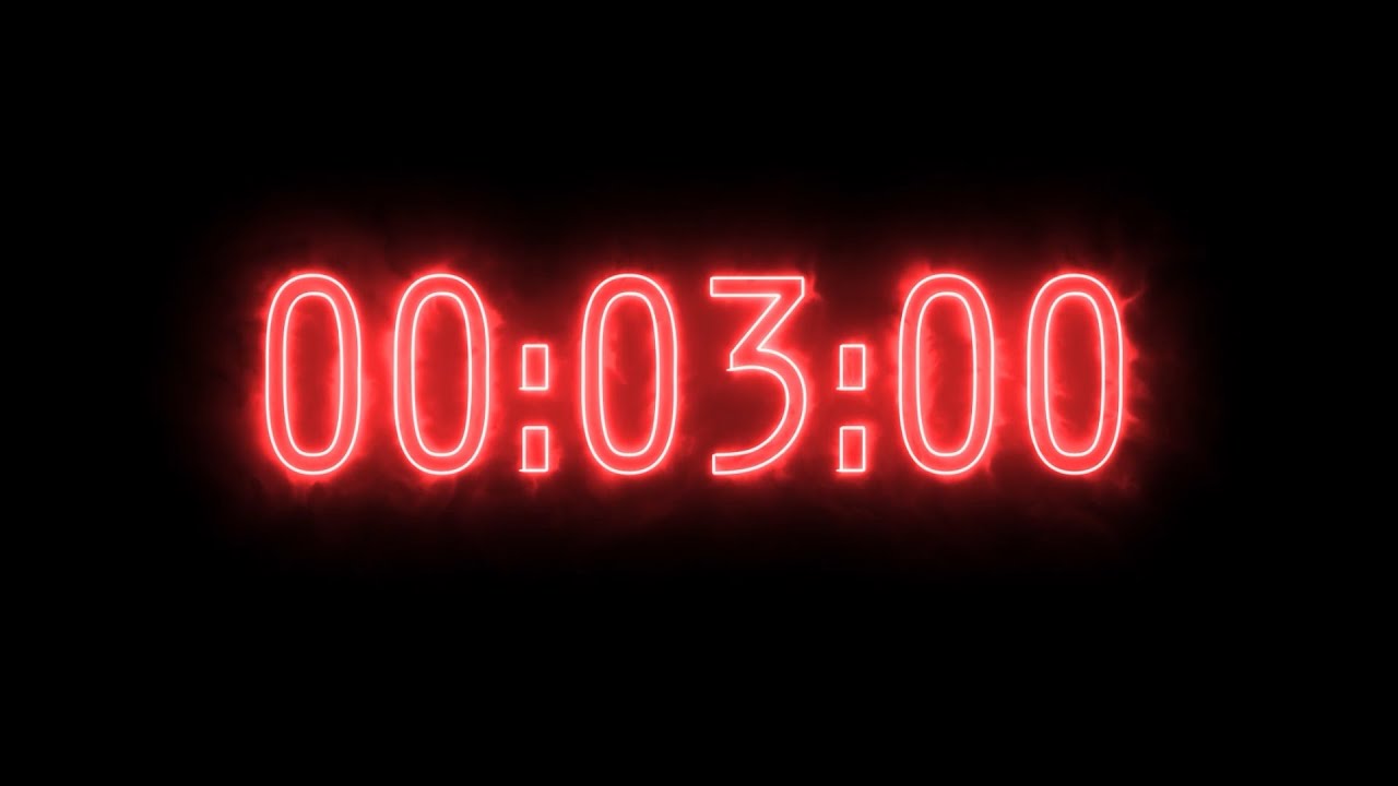 Red fire neon timer 3 minutes (countdown) - YouTube