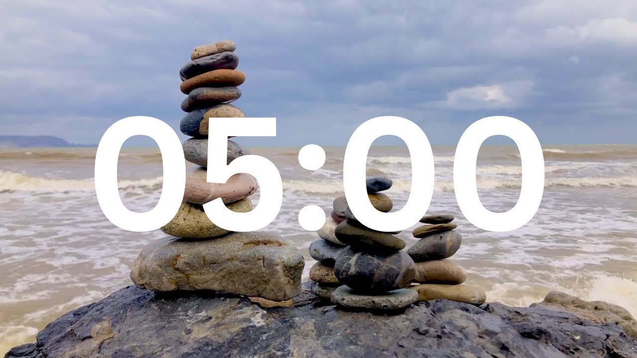5 minute timer - relaxing music with ocean waves - YouTube