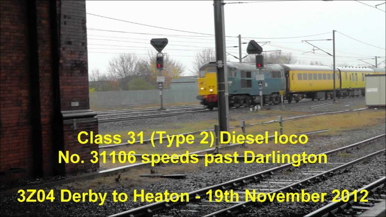 Class 31 Diesel loco No 31106 With 3Z04 Derby to Heaton at Darlington ...