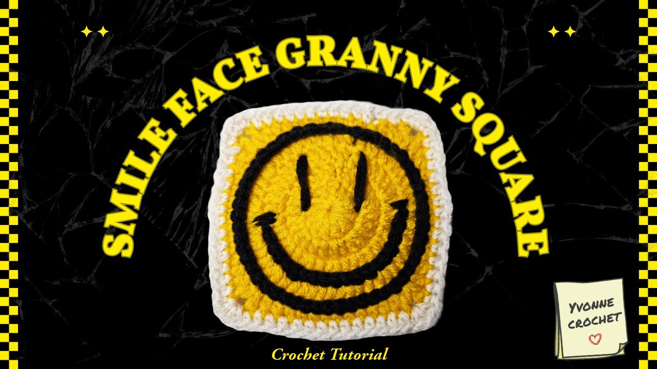 Smiley face Granny Square Crochet Tutorial Beginner Friendly - YouTube