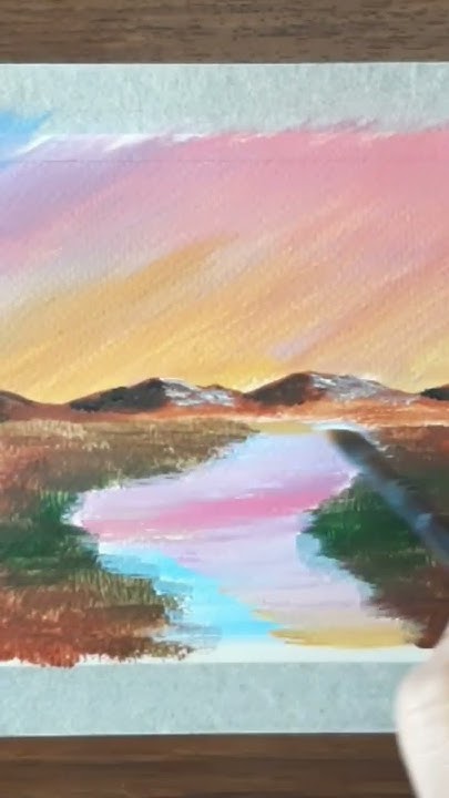 Calm Sunrise Landscape 🌅 #shorts #acrylicpainting #landscape #sunrise ...