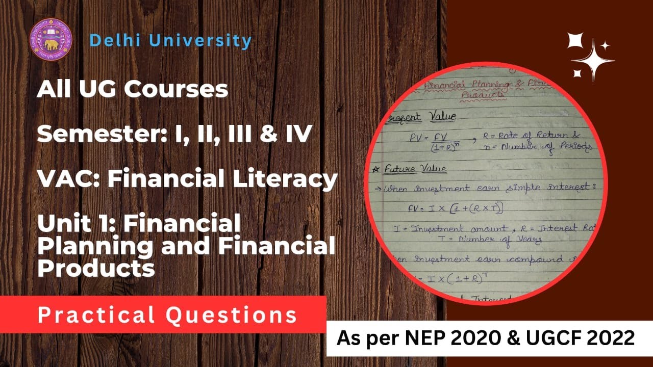 Financial Literacy | Unit-1 Financial Planning and Financial Products ...