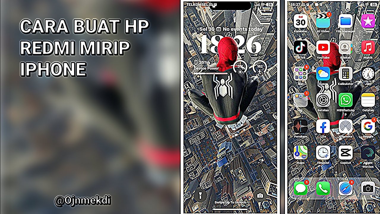 CARA BUAT LOCKSCREEN DAN STATUS BAR REDMI MIRIP IP ||OJNMEKDI - YouTube