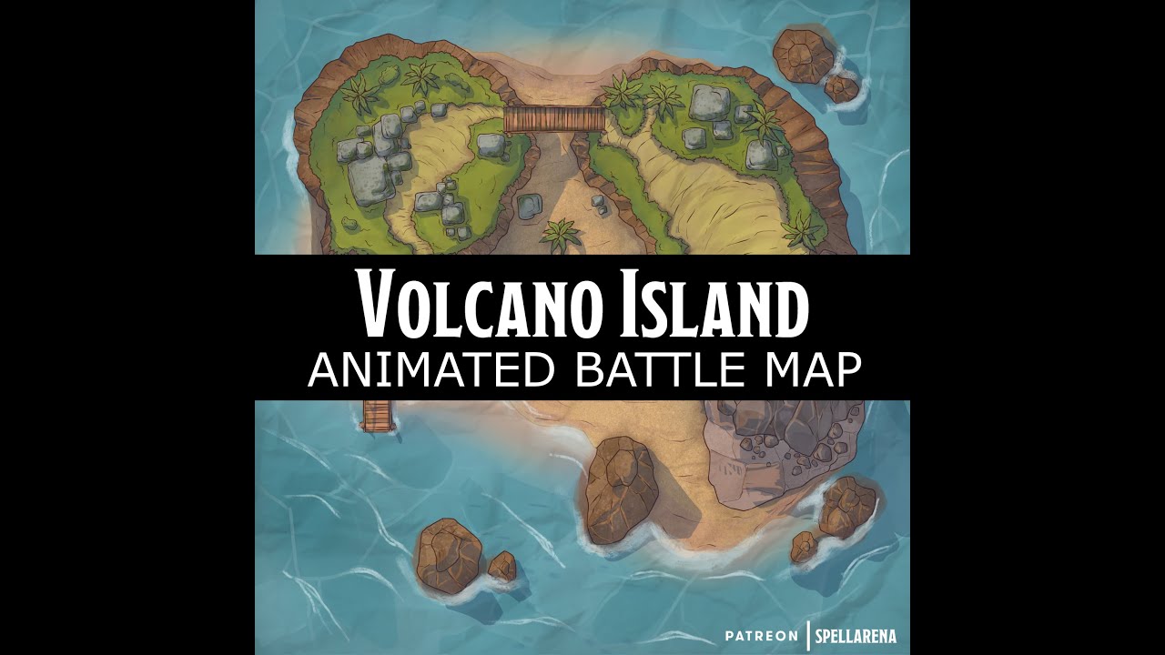 Volcano Island by Spellarena Animated Battle Map by Spellarena - YouTube