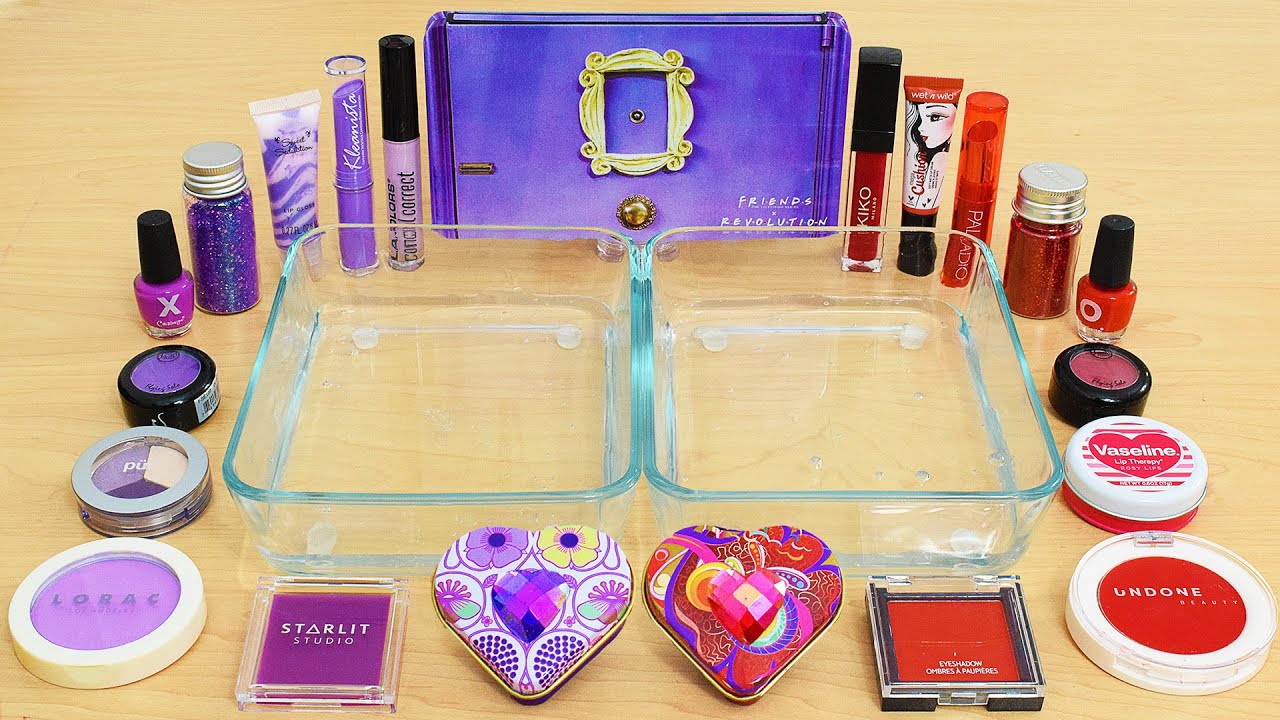 Purple vs Red - Mixing Makeup Eyeshadow Into Slime ASMR - YouTube