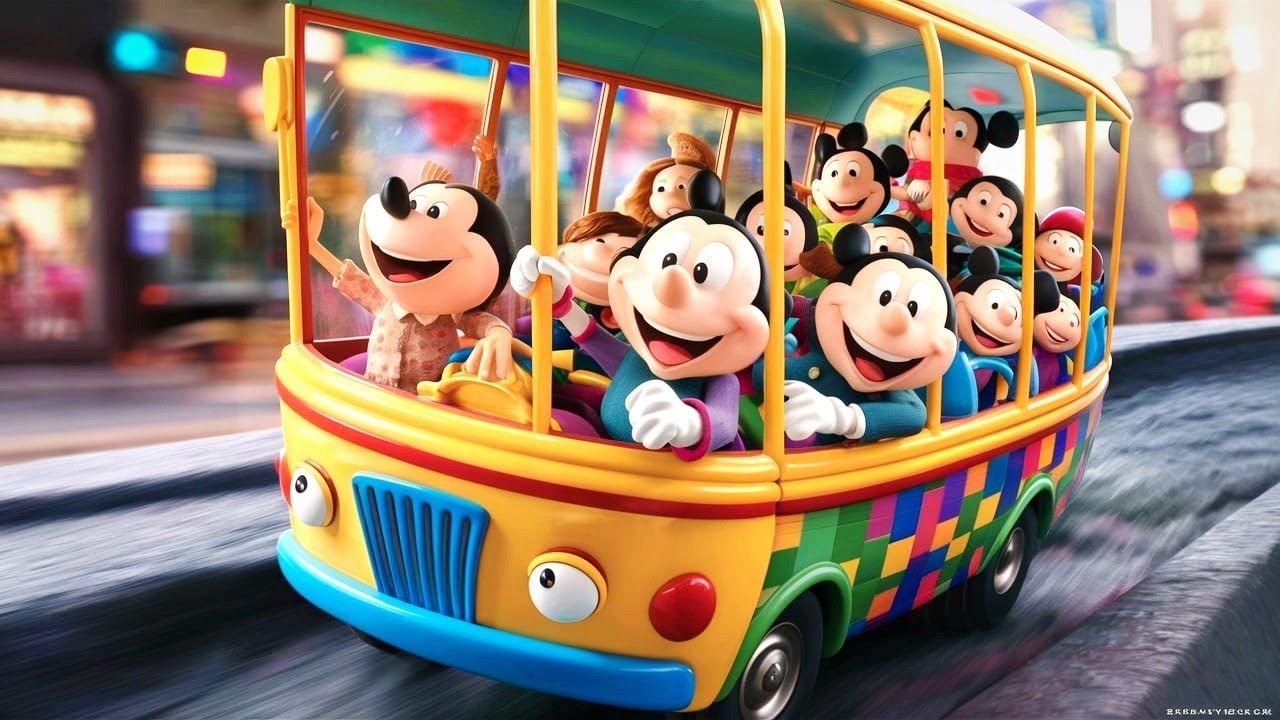 The Wheels on the Bus | Popular Nursery Rhyme with Fun Bus Sounds ...