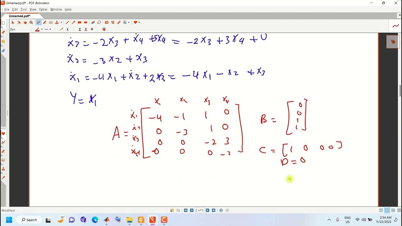 Cascaded (Upper &Lower) Triangular Matrix for initial state space ...