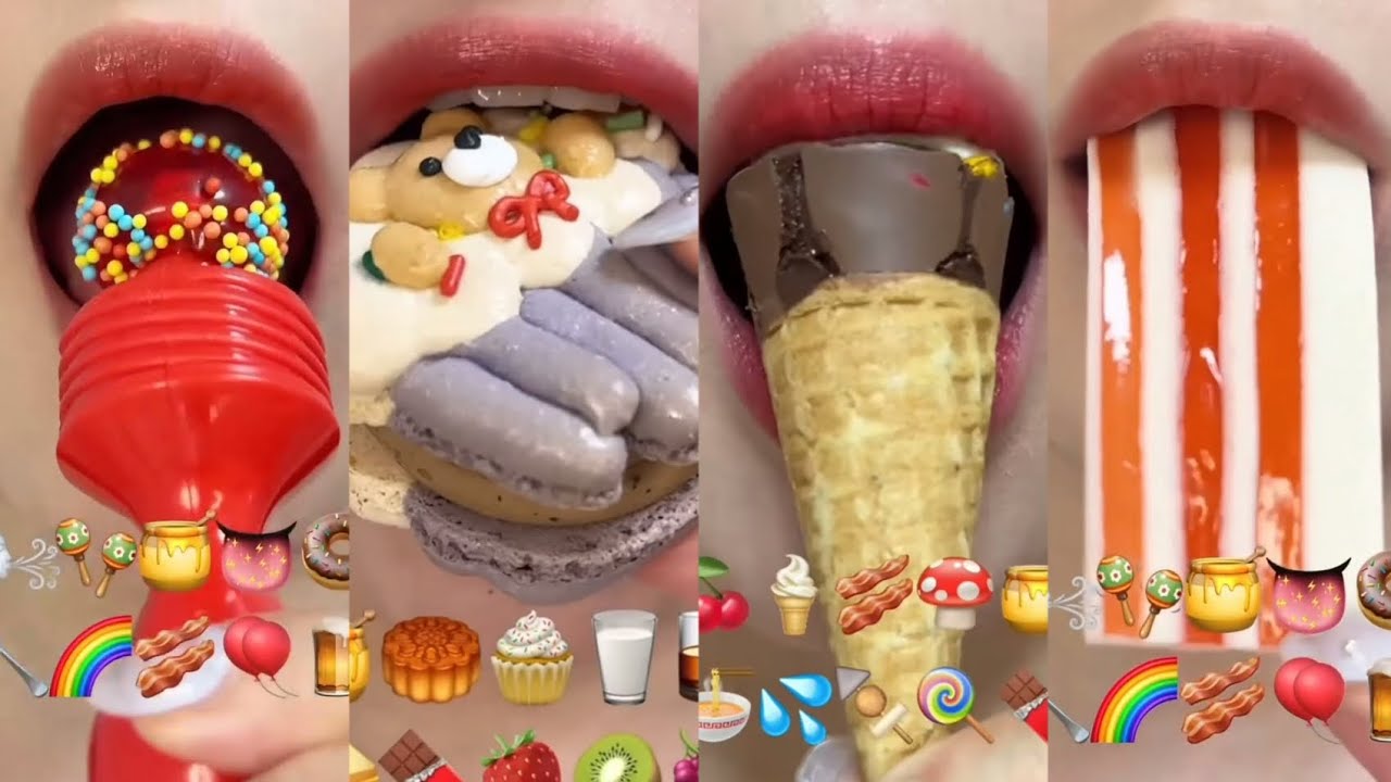 ASMR EMOJI FOOD CHALLENGE FOR SLEEP AND RELAXING..🍯[Mukbang]Cre ...